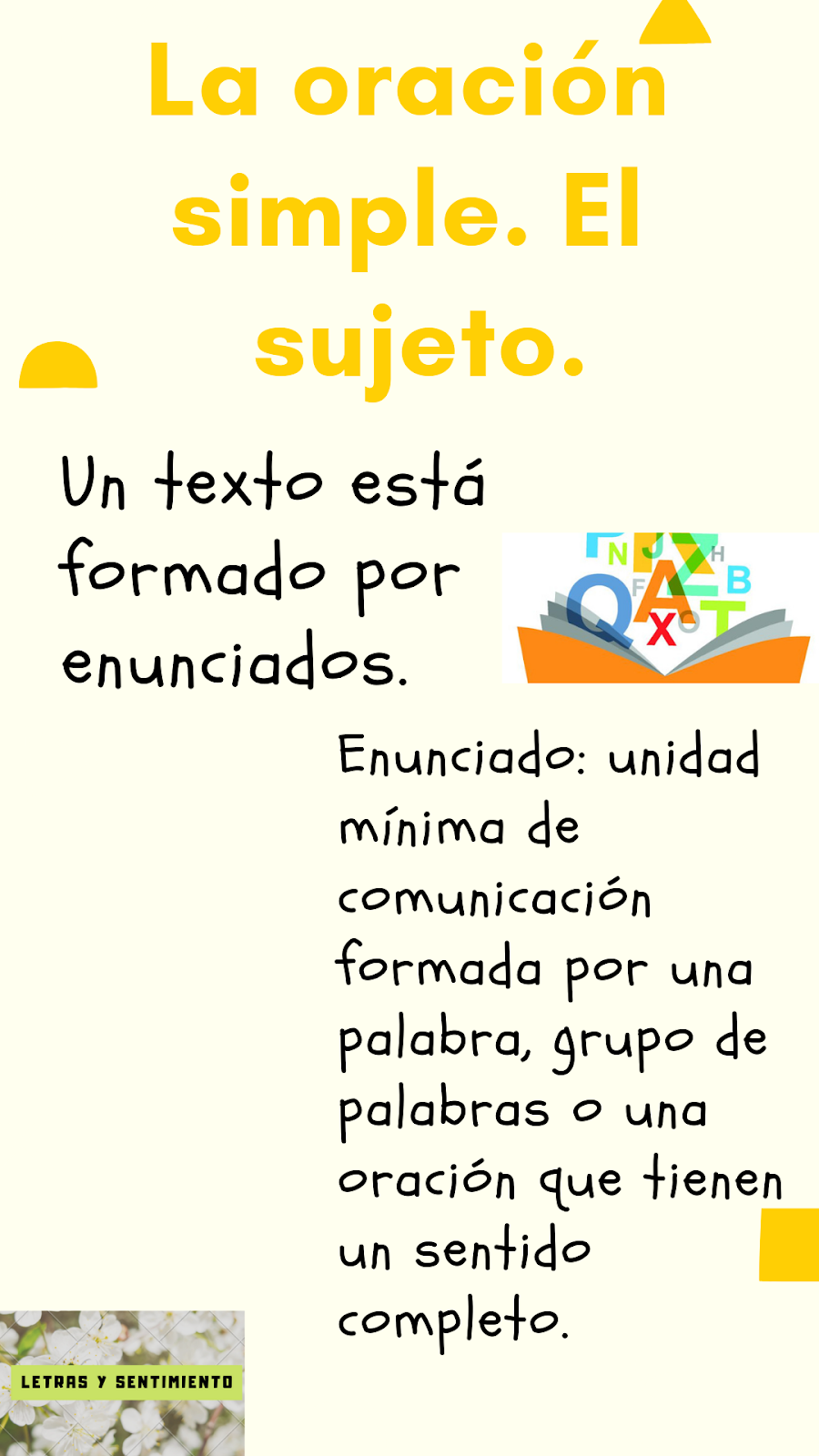 Letras y Sentimiento: La oración simple. El sujeto