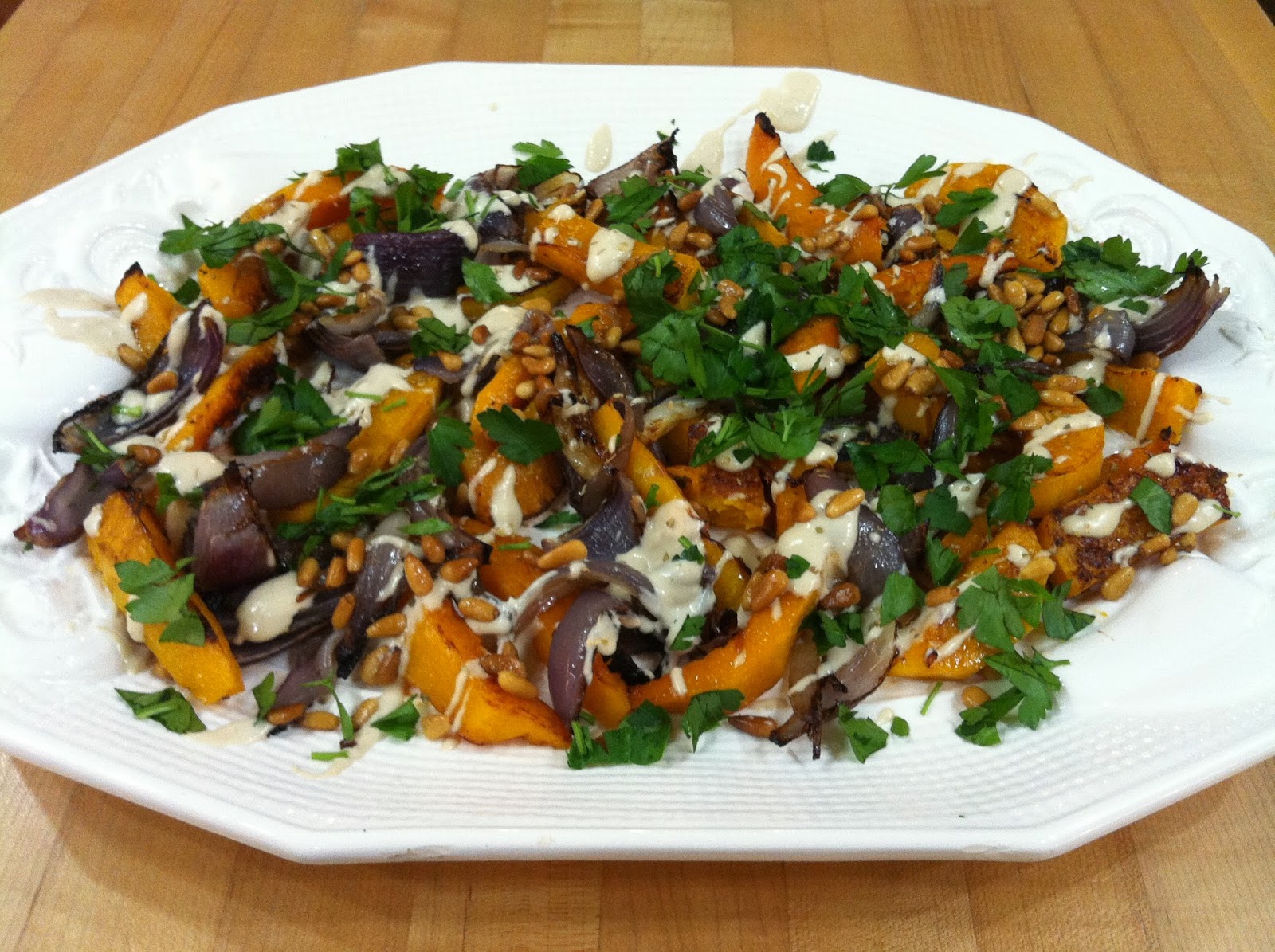 Southern Spoon: Roasted butternut & purple onions with tahini sauce ...