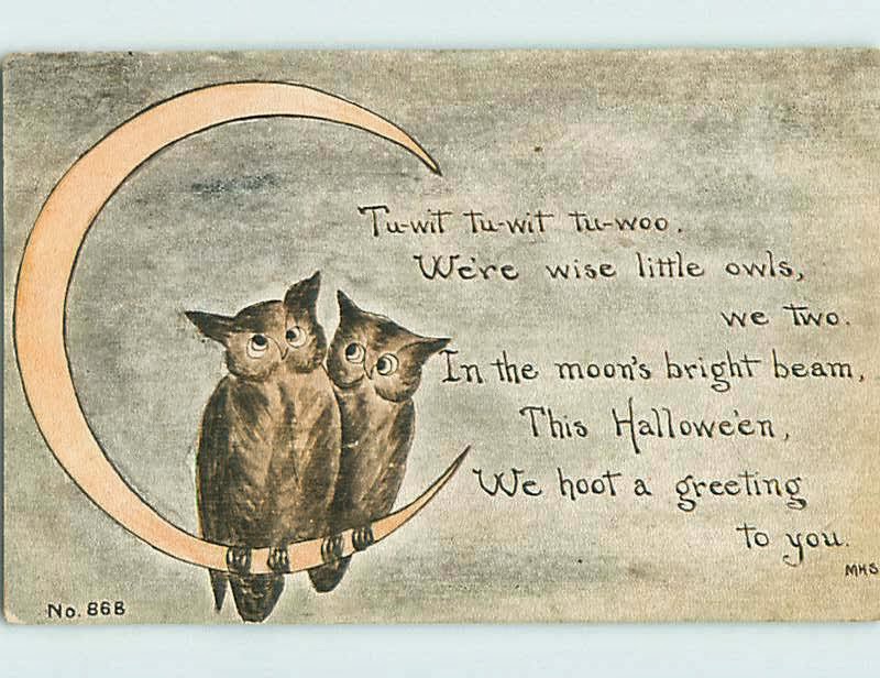 Nothing But Limericks: A Halloween Owl Greeting - A Vintage Halloween ...