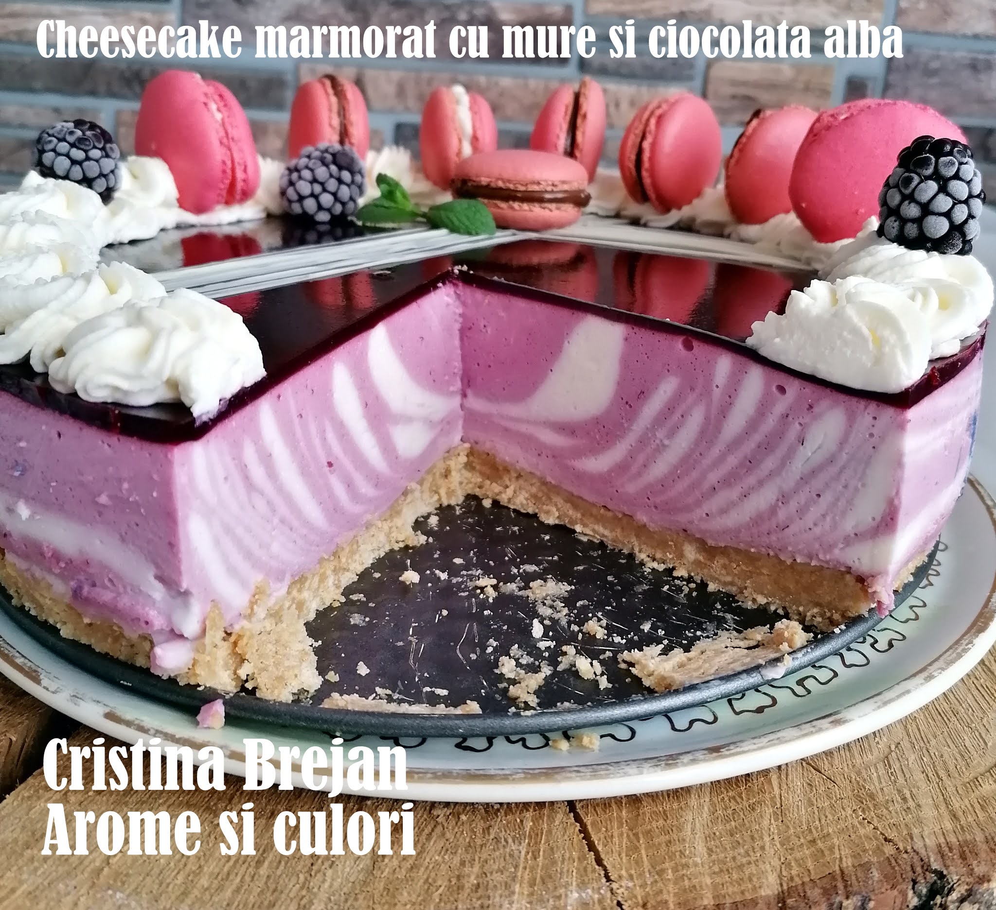 Arome si culori : Cheesecake marmorat cu mure si ciocolata alba