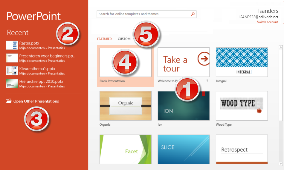 Luc's PowerPoint blog: What's new in PowerPoint 2013-1 - Start screen