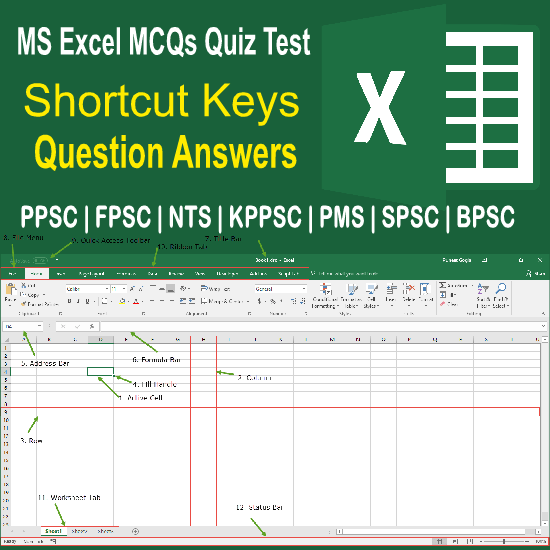 MS Excel Shortcut Keys Question Answers MCQs Test - EASY MCQS QUIZ TEST