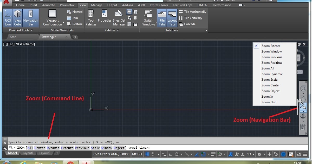 Uso di zoom e pan nel CAD