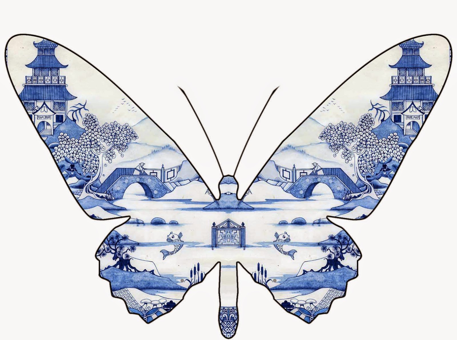 Brendan Burns Art: Willow Pattern Butterflies 1