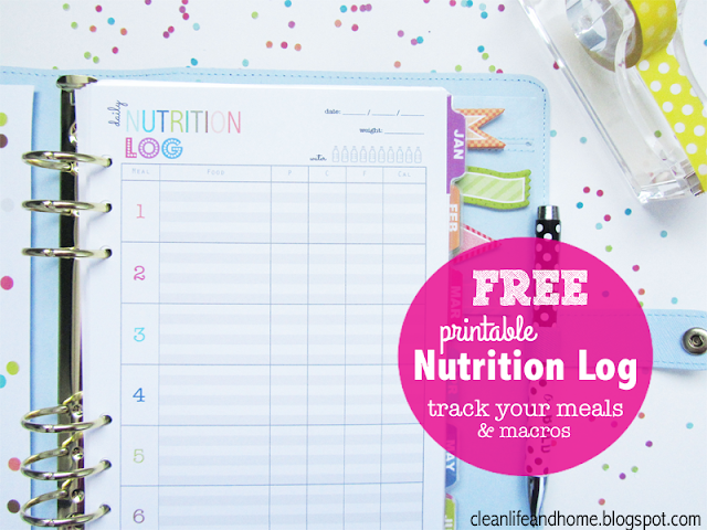 Clean Life and Home: Freebie: Daily Nutrition Log with Macros (A5 & Letter)