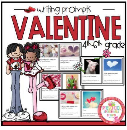 Valentine Writing Prompts 23 Cards 4th-6th Grade ~ Preschool Printables