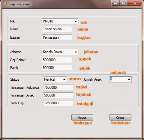 Membuat Program Aplikasi Gaji Pegawai dengan VB.Net | BLOGchanif.com