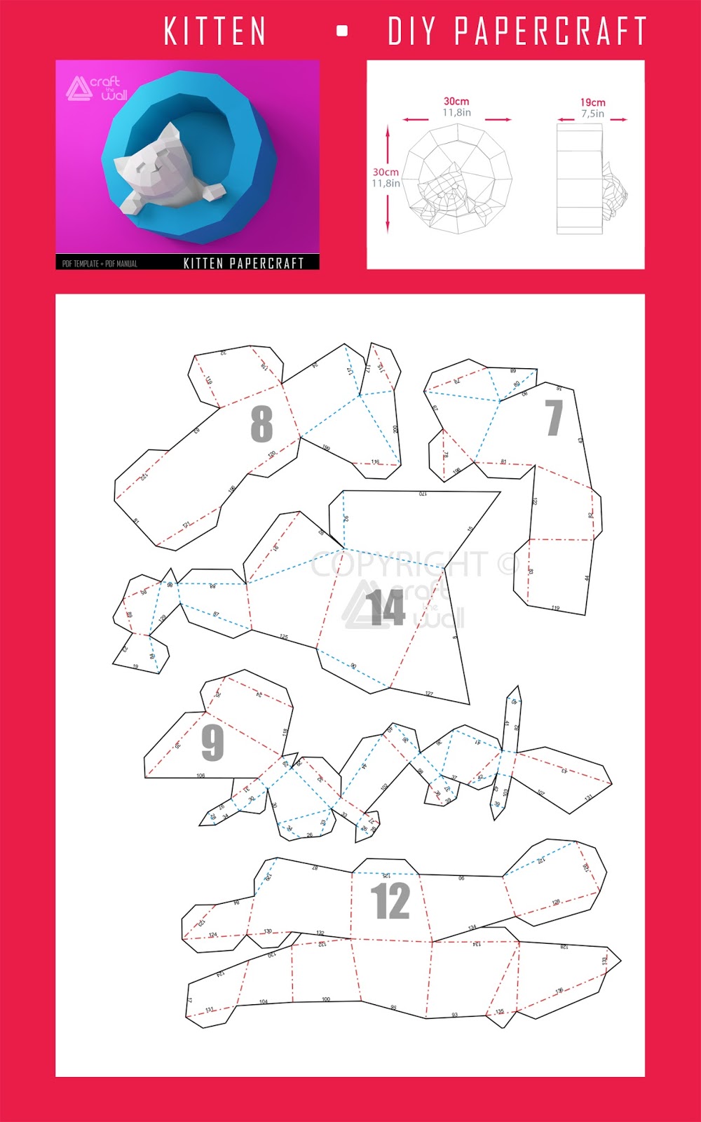 DIY Kitten Papercraft PDF Template