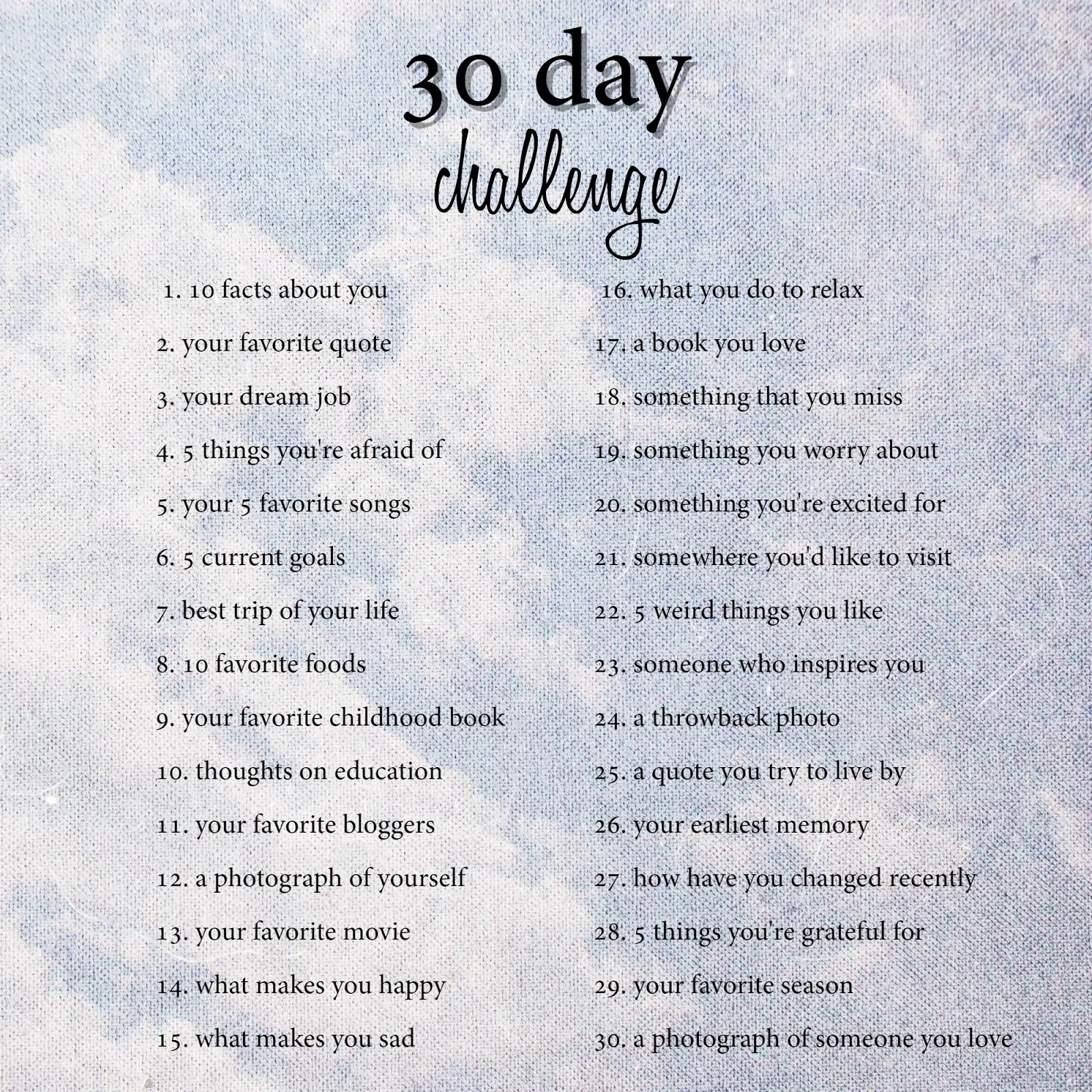30 Day Challenge// Day One