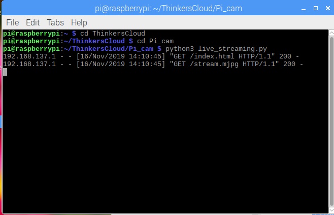 Thinker'sCloud: Raspberry Pi Live Video Streaming with Pi-Camera