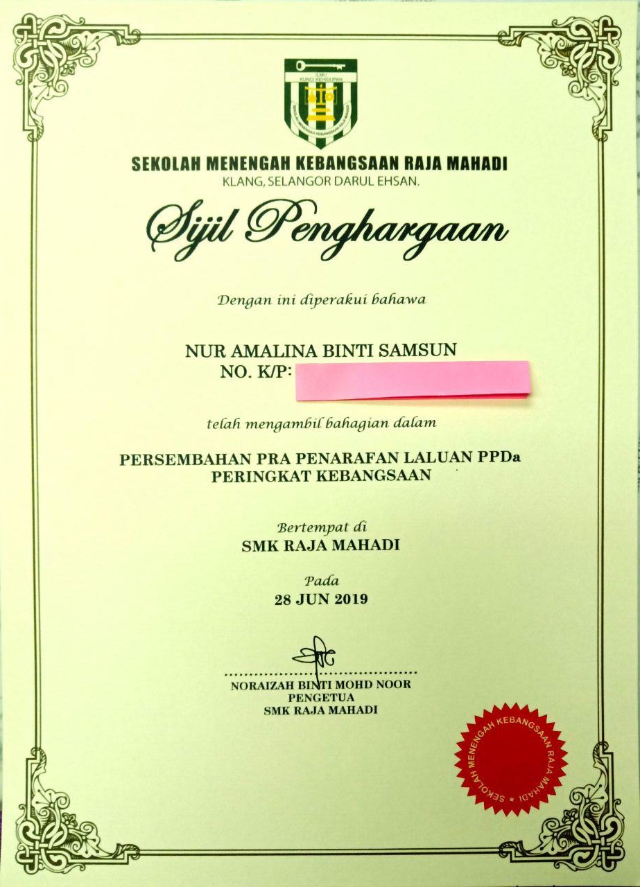PPDa SMK RAJA MAHADI: SIJIL-SIJIL PENGLIBATAN MURID