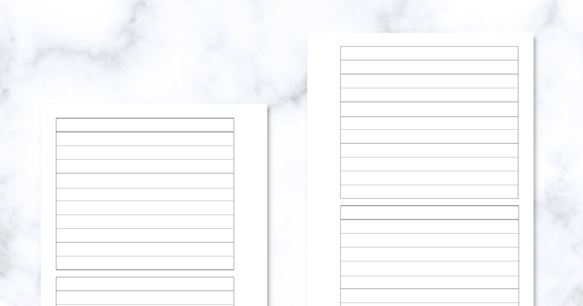 Pocket Rings: Two Horizontal Boxes - Lined - Planner Printables