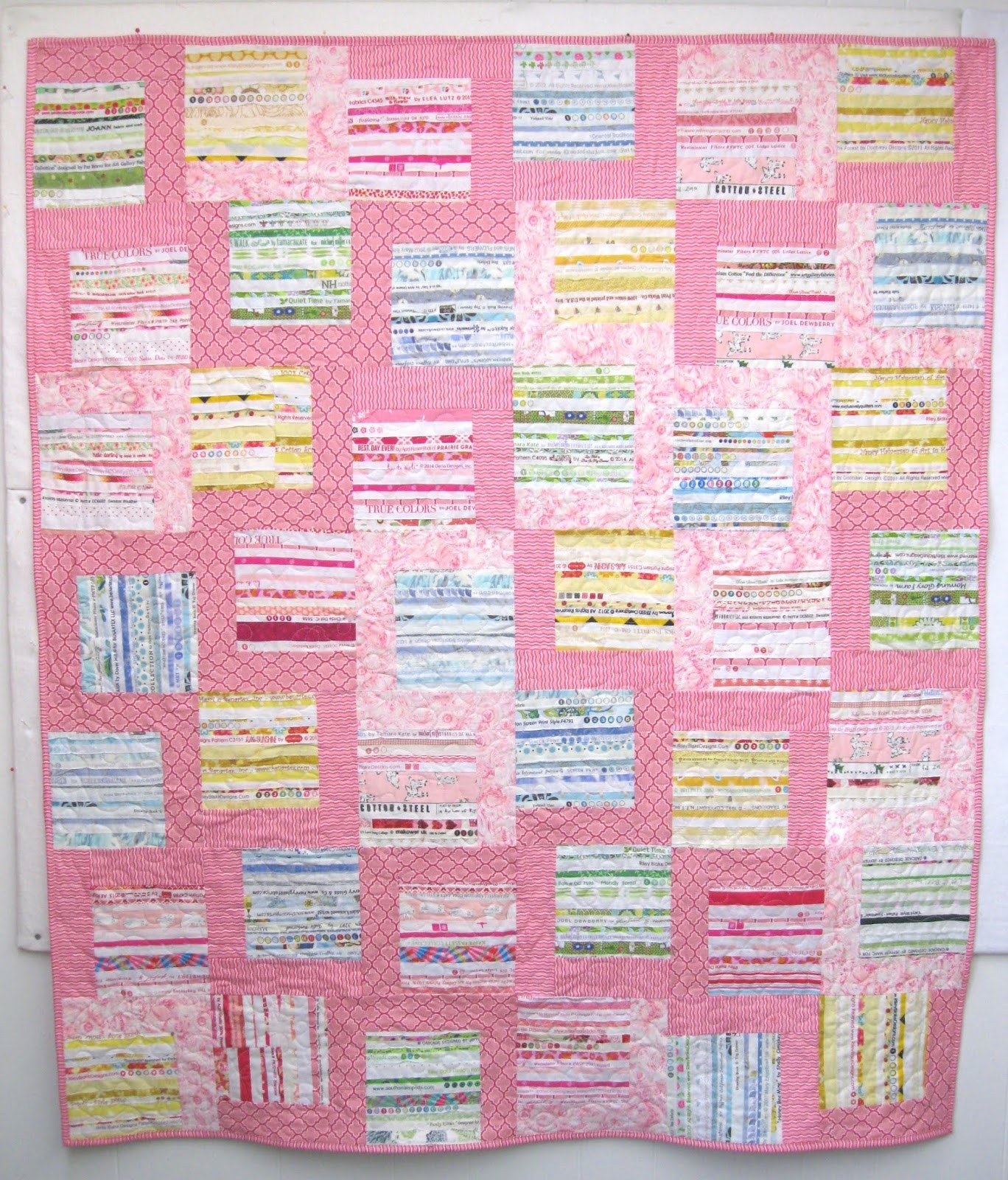 CRAZY BY DESIGN: Pink Selvage Quilt Done