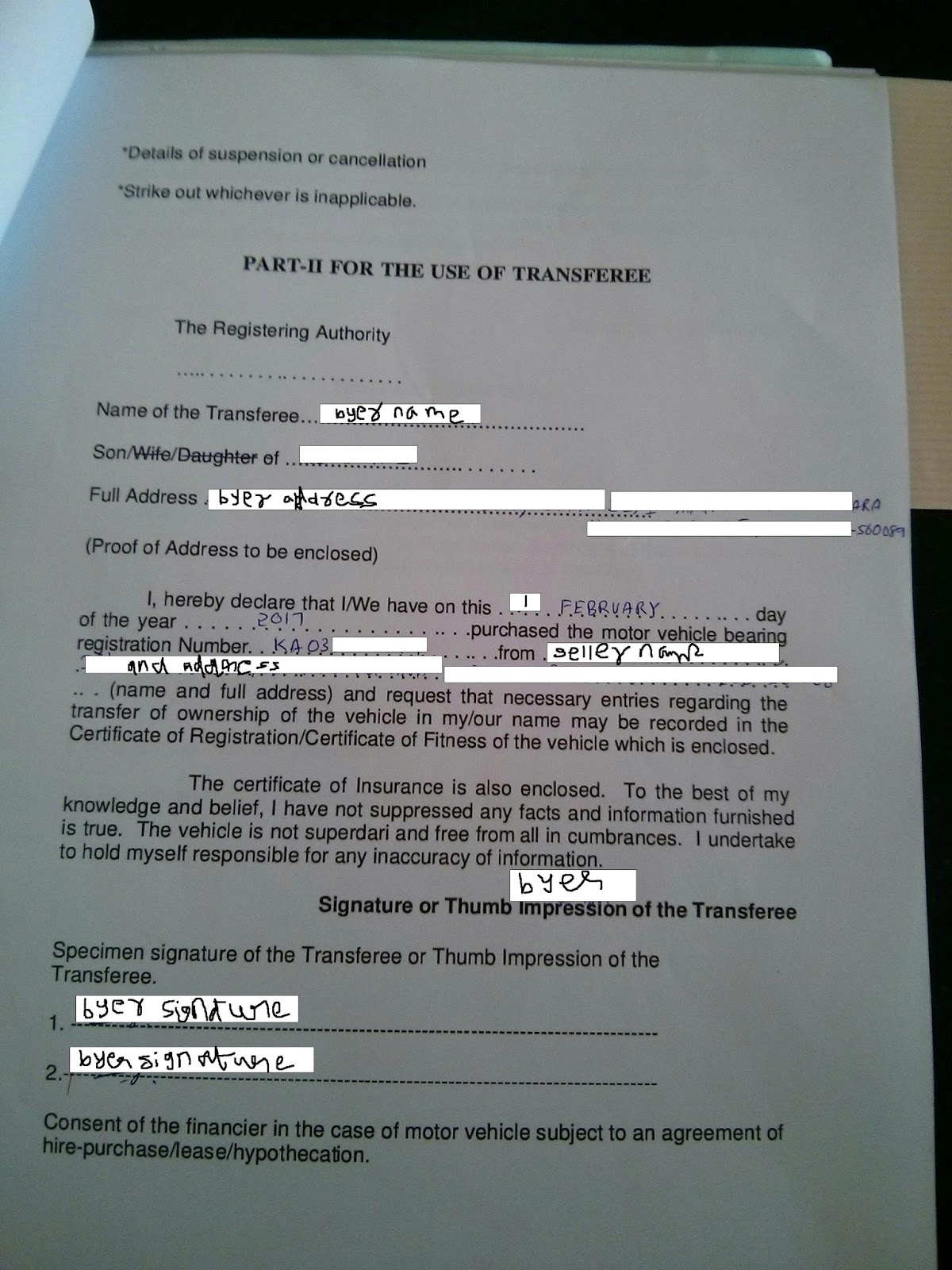 My Experience To Help Others: Two wheeler ownership change/transfer ...