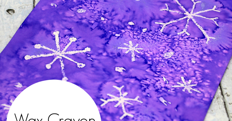Wax Crayon Resist Snowflake Art - Messy Little Monster