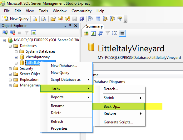 My Programming Zone: SQL Server 2005 Management Studio Database Backup