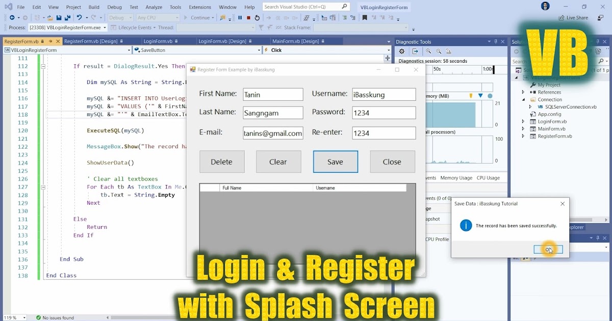 Visual Basic .NET and C# Tutorial with Source Code