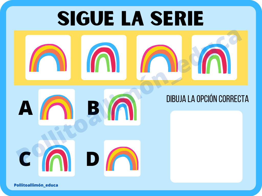 POLLITO AL LIMÓN _ EDUCA: Sigue la serie y dibuja la opción correcta