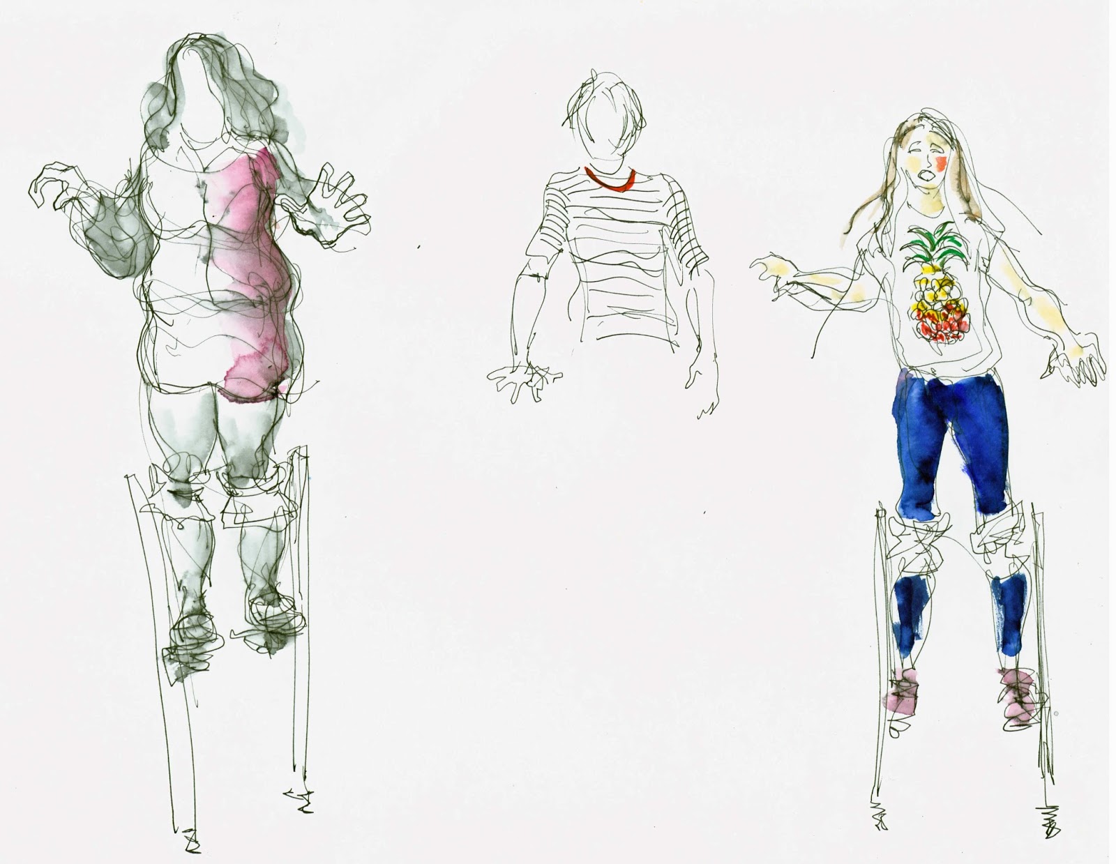 Drawing from an uncomfortable position: 'Catch me when I fall.'