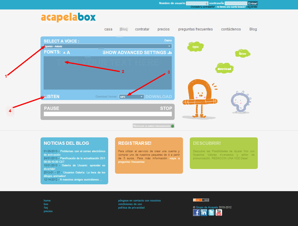Informática Educativa Para Todos: Texto a Voz - ACAPELABOX