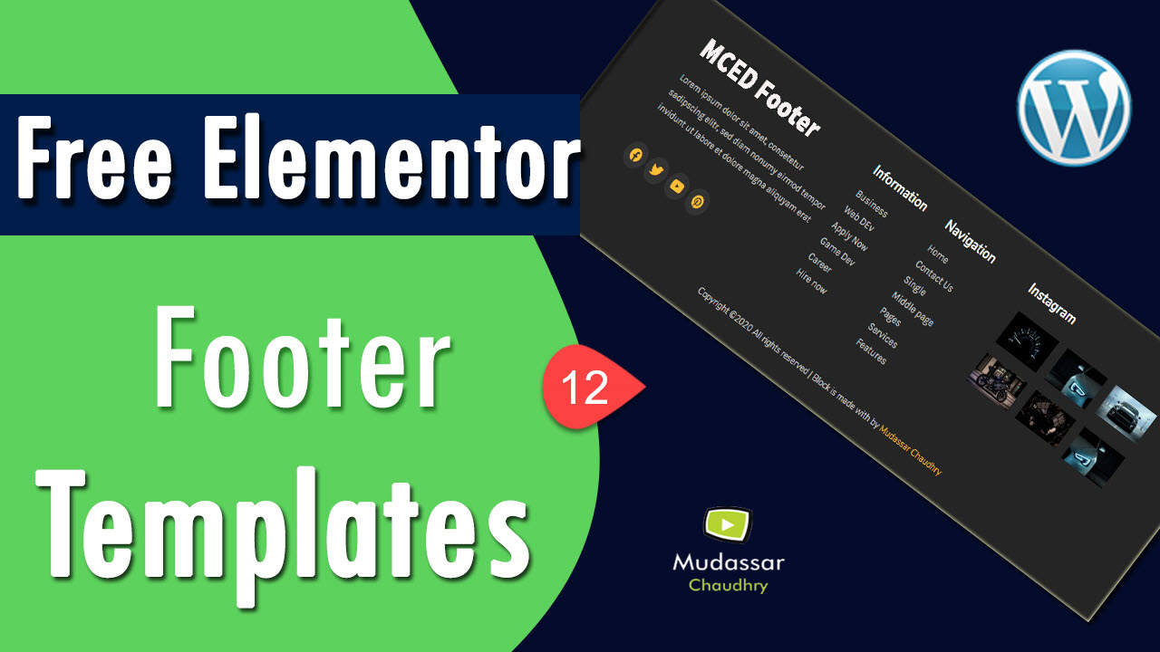 Free Elementor Footer Template Design 12 by Mudassar Chaudhry