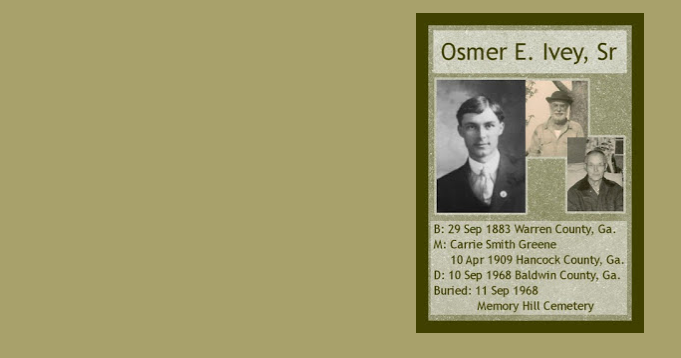 Ivey Family Genealogy: Osmer Ivey, my grandfather