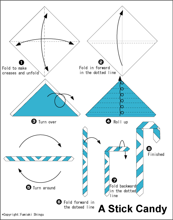 Stick Candy - Easy Origami instructions For Kids