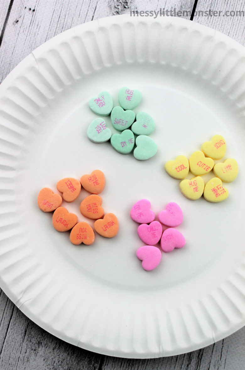 Valentine Conversation Heart Math - Messy Little Monster