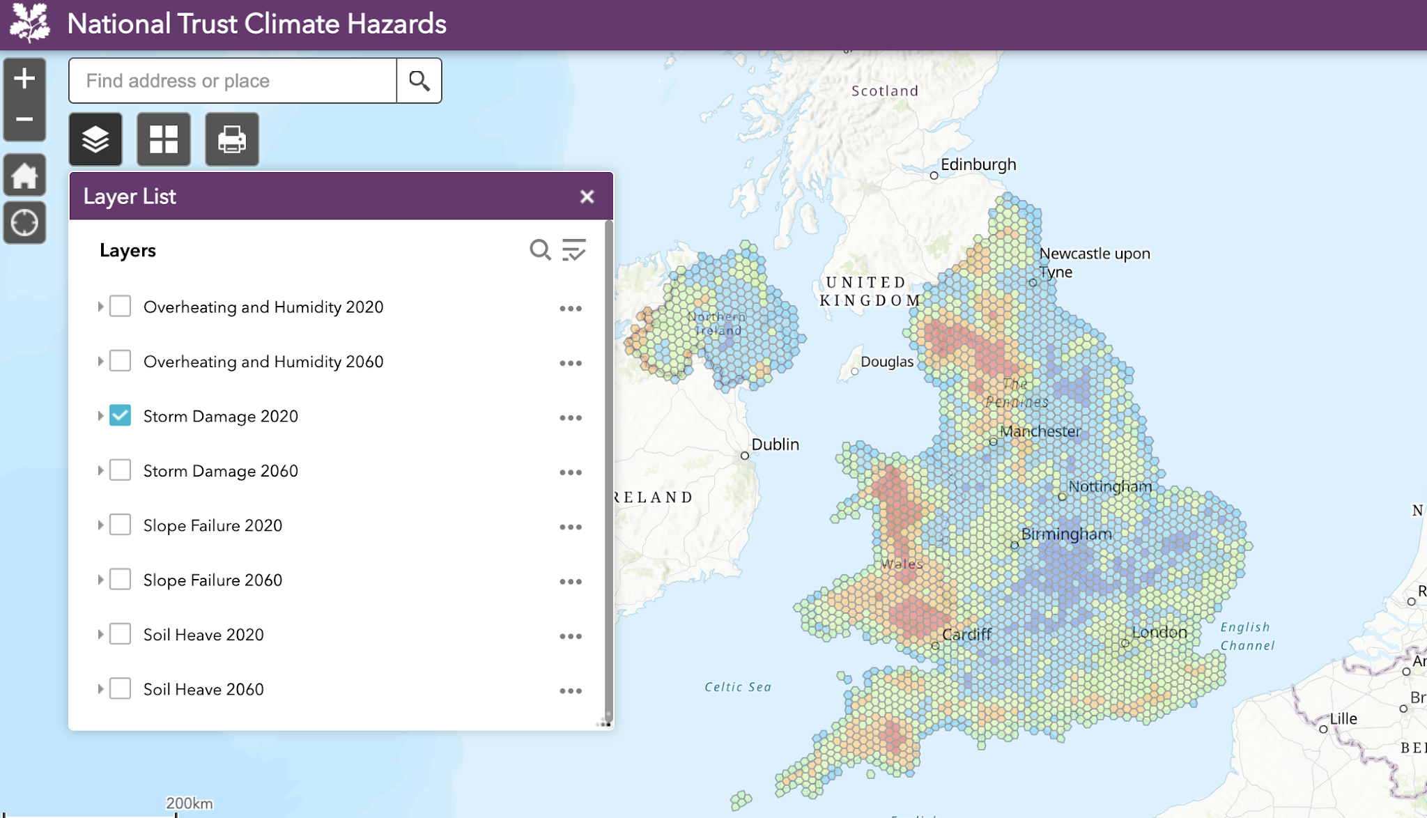 National Trust Climate Change Threat Map