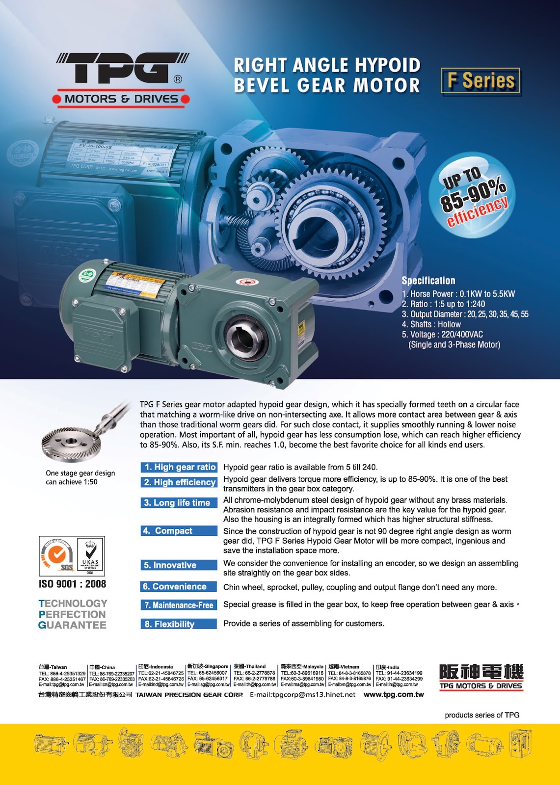 技術文件: TPG阪神 F系列准雙曲面減速機 TPG F SERIES HYPOID GEAR MOTOR