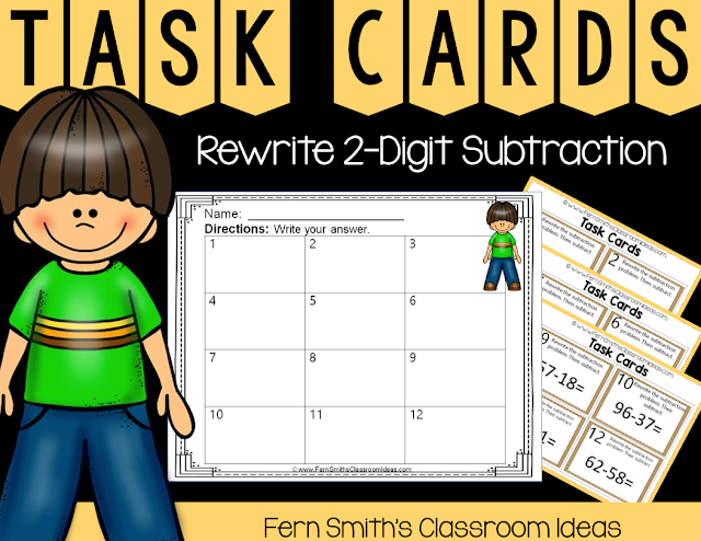 Second Grade Rewrite Two Digit Subtraction Task Cards - Fern Smith's ...