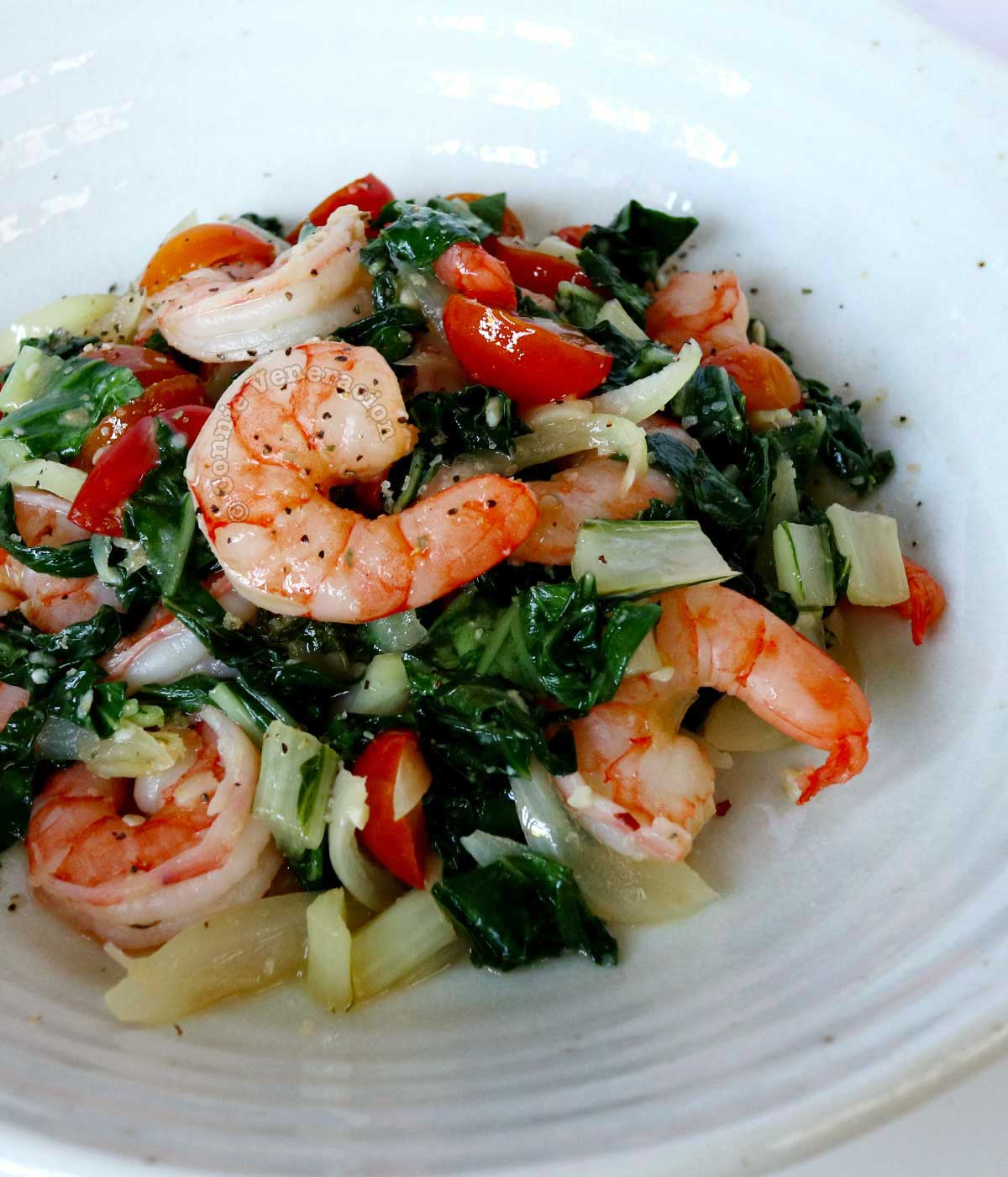 Pechay Guisado and Shrimps