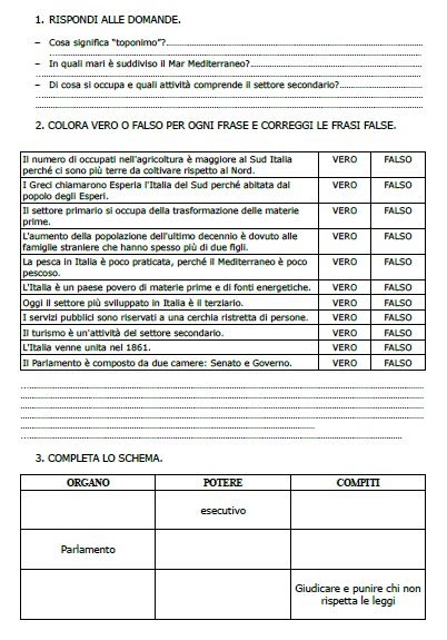 VERIFICA SETTORI ECONOMICI E ORDINAMENTO DELLO STATO - classe quinta ...