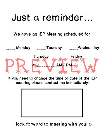 Specially Designed for Special Minds: IEP Reminder - FREEBIE!
