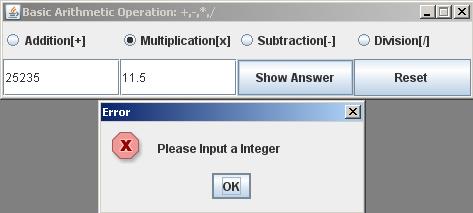 Basic Arithmetic Operation using JRadioButton, JTextField, and JButton ...