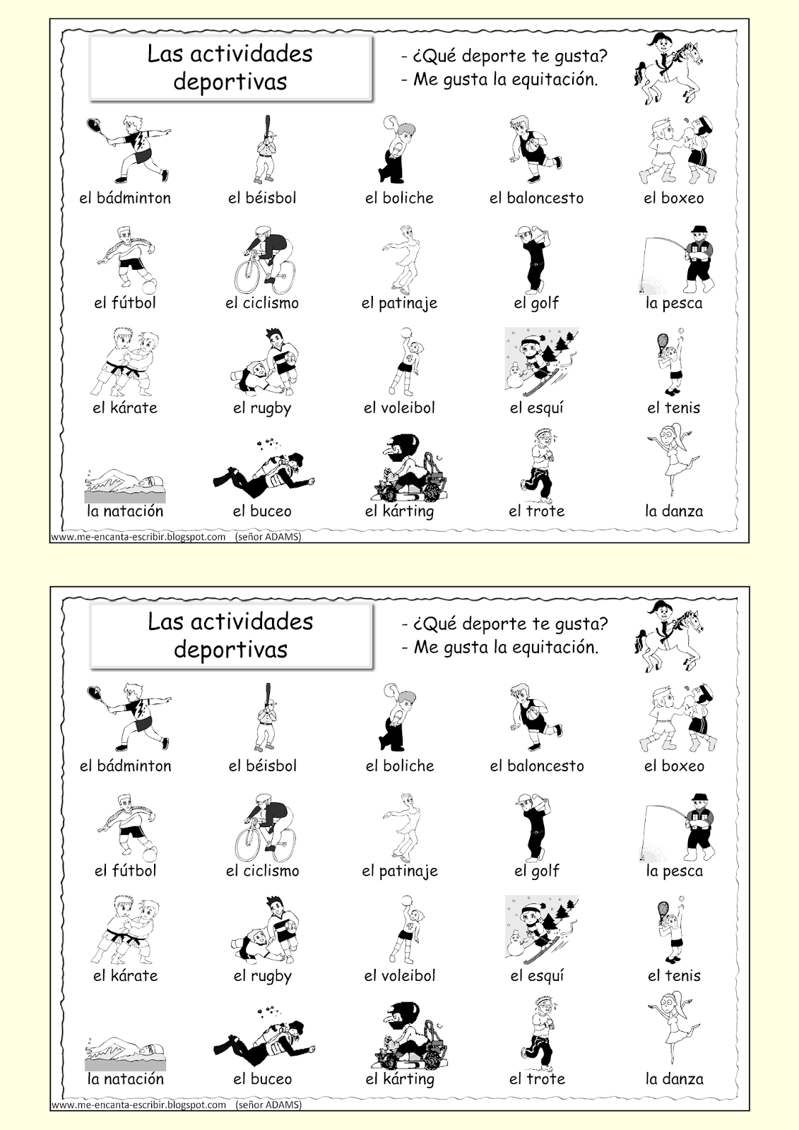 Actividades y pasatiempos