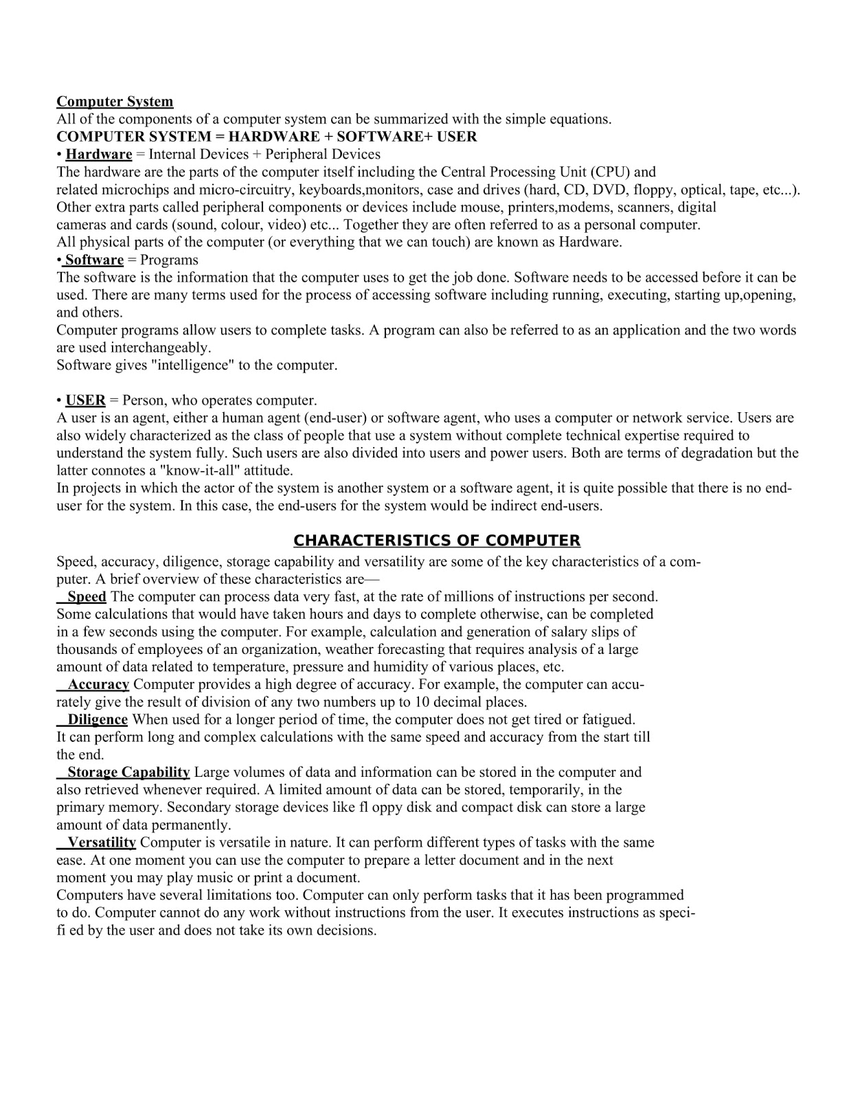 Computer Science & Programming : Computer Science Class 11 Notes