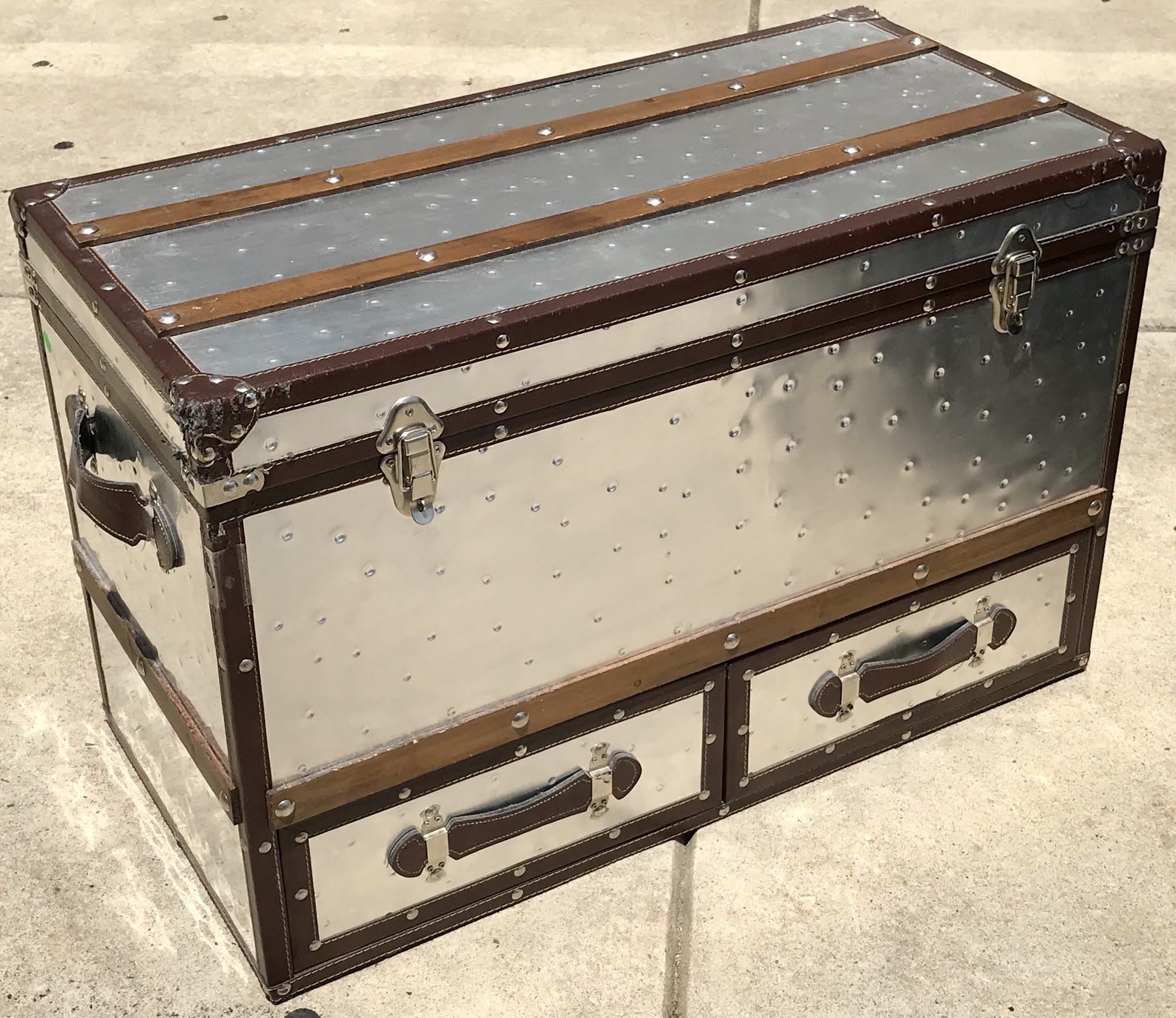 Uhuru Furniture & Collectibles: #473668 Metallic 2-Drawer Trunk - $65 SOLD