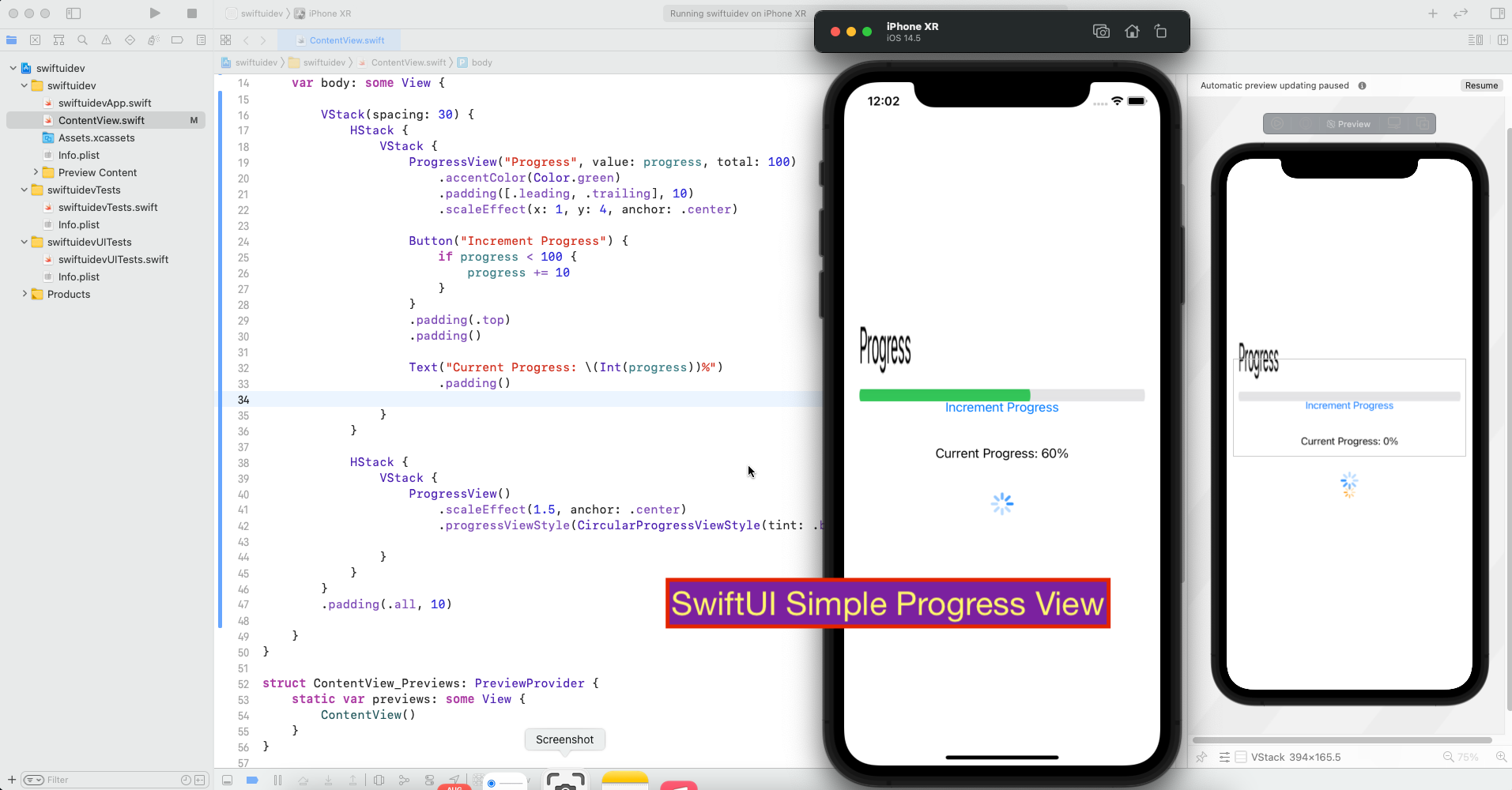 SwiftUI Simple Progress View | Tutorial101