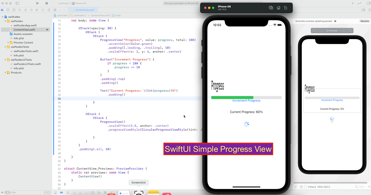 SwiftUI Simple Progress View | Tutorial101