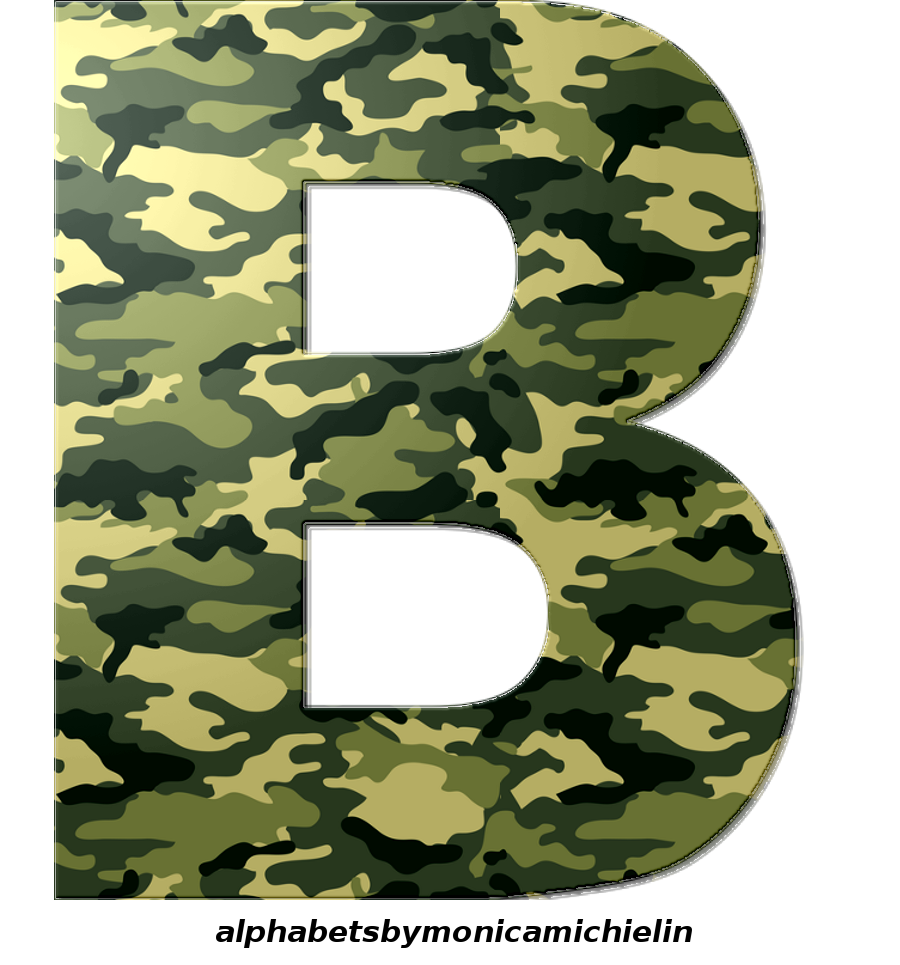 Monica Michielin Alphabets: 2-CAMOUFLAGE BIG ALPHABET PNG