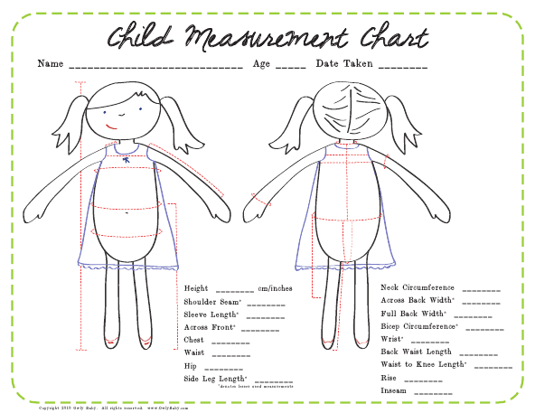 Kids Get Crafty: Owly Baby: FREE Printable: Child Measurement Chart