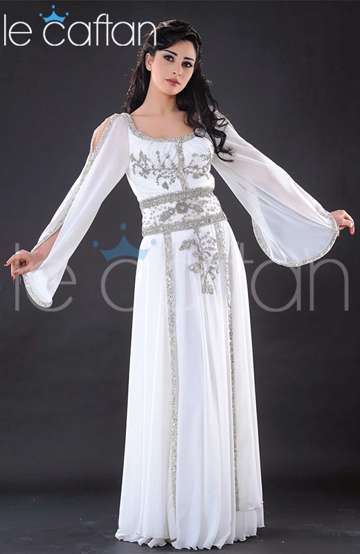 Robe Caftan de Soirée longue en Blanche Haute Couture - Collection 2014 ...