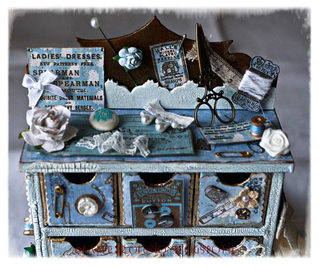 Paper Profusion: Vintage Sewing Themed Drawer Cabinet