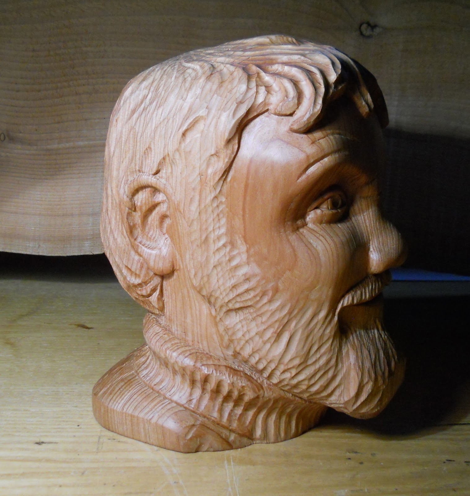 Carving a self portrait in wood for 'Cornucopia' at the Grant bradley ...