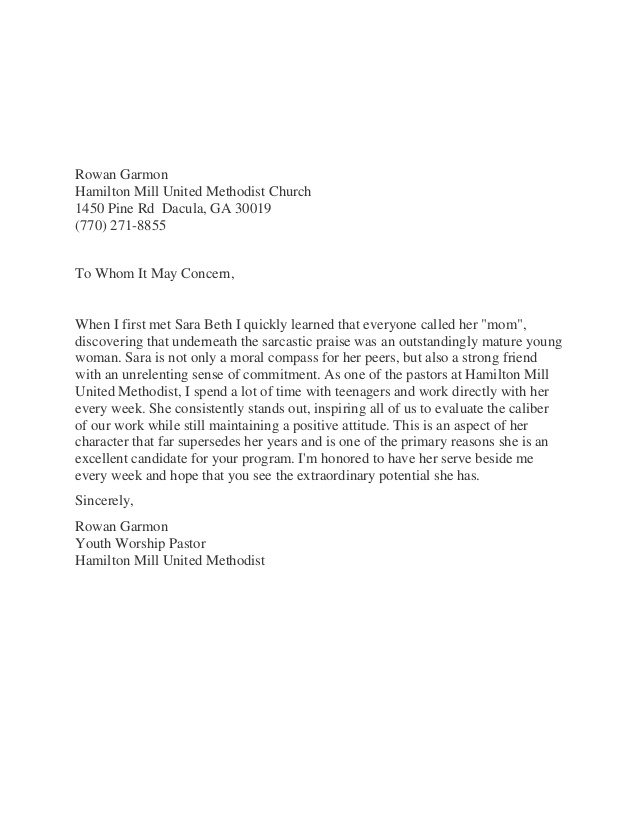Recommendation Letter For Ministry Sample - Collage Template