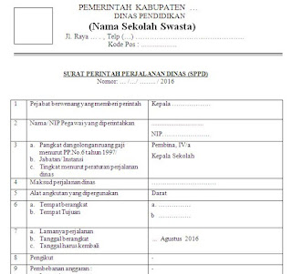 Contoh SPPD Sekolah Swasta Terbaru | MTs AL ISLAM LIMPUNG