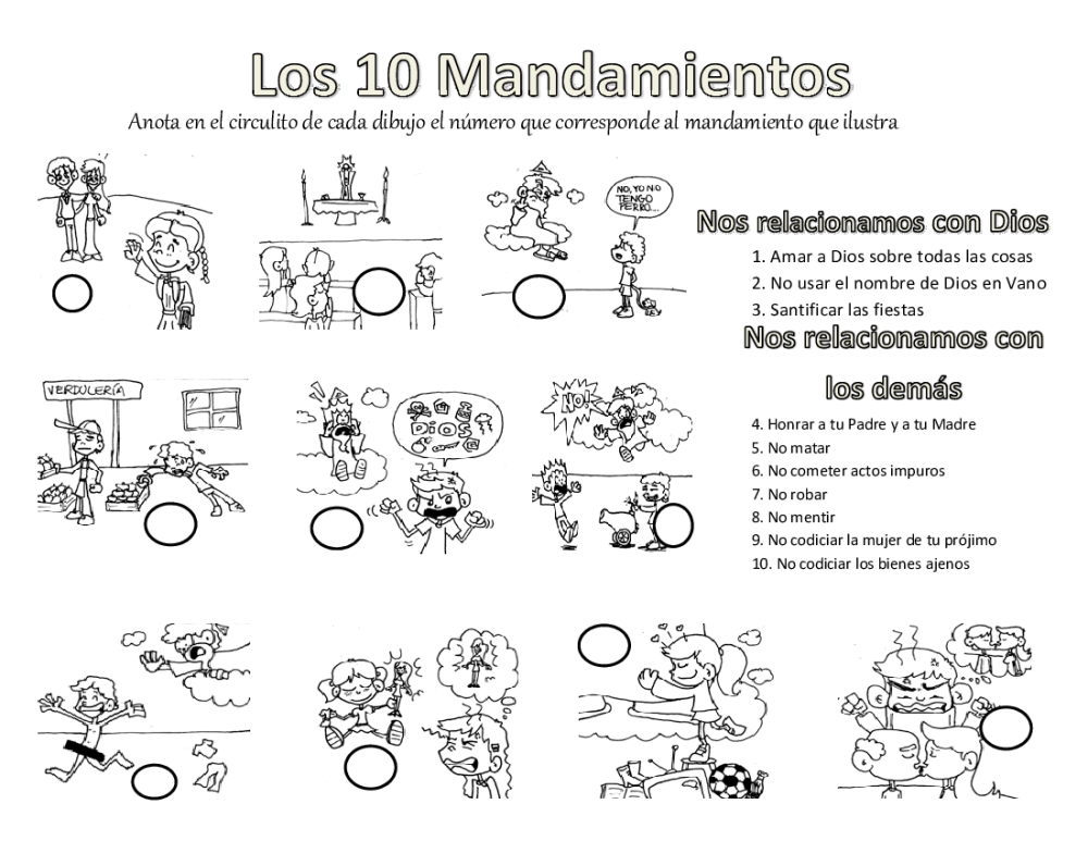 Educar con Jesús: Los 10 mandamientos (dibujos y números)