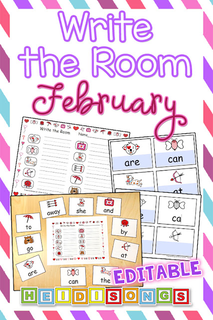 Count the Room, Editable Write the Room Activities for FEBRUARY!