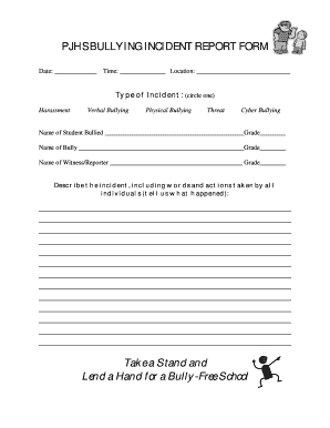 Bully Incident Report Form ~ Certificate Letter